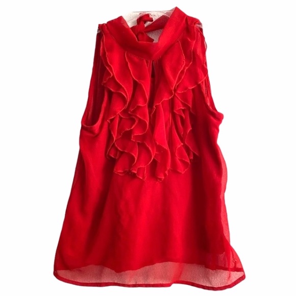 Vintage | Tops | Gorgeous Red Ruffle Top | Poshmark